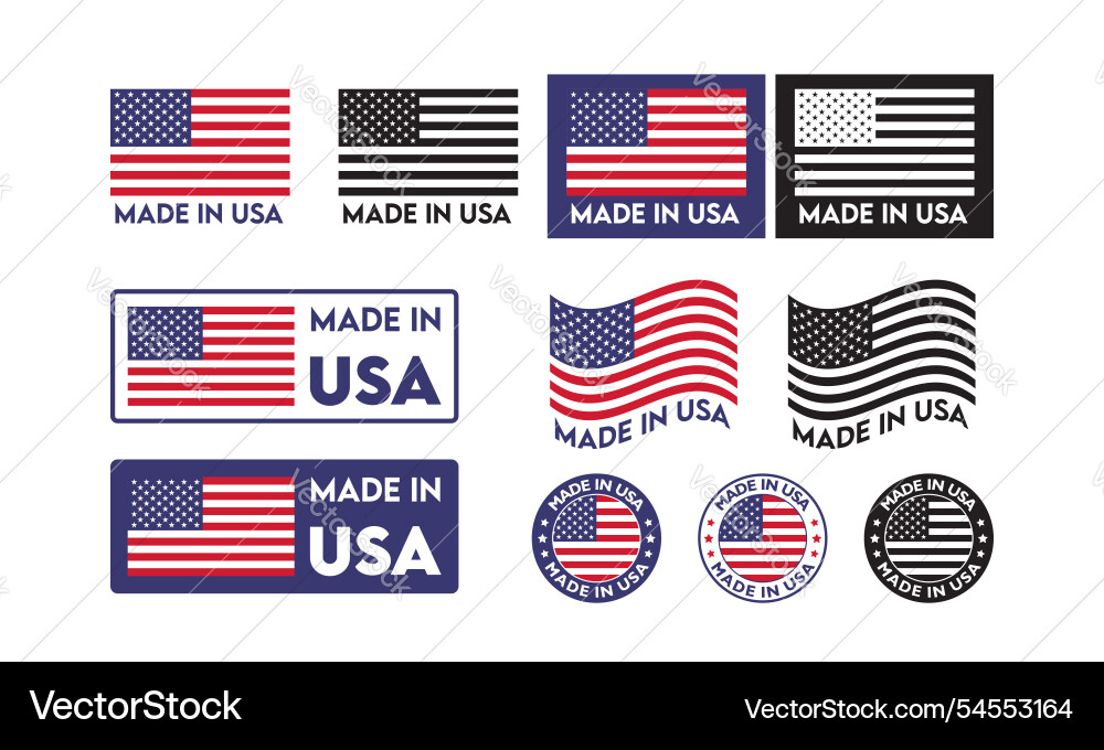 Made in usa icon set wave flag american Royalty Free Vector
