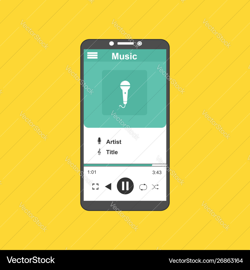 Media player application app template with flat Vector Image