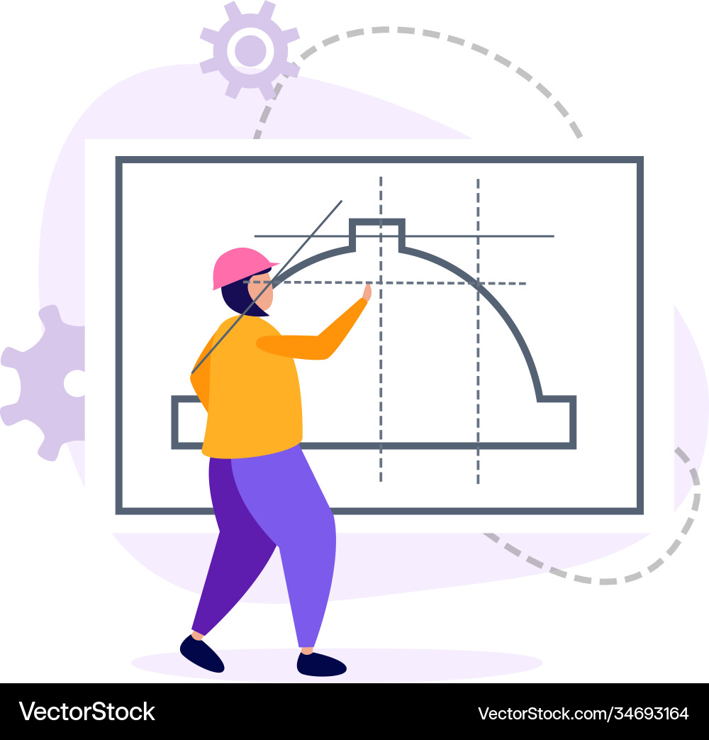 Projection engineering flat composition Royalty Free Vector