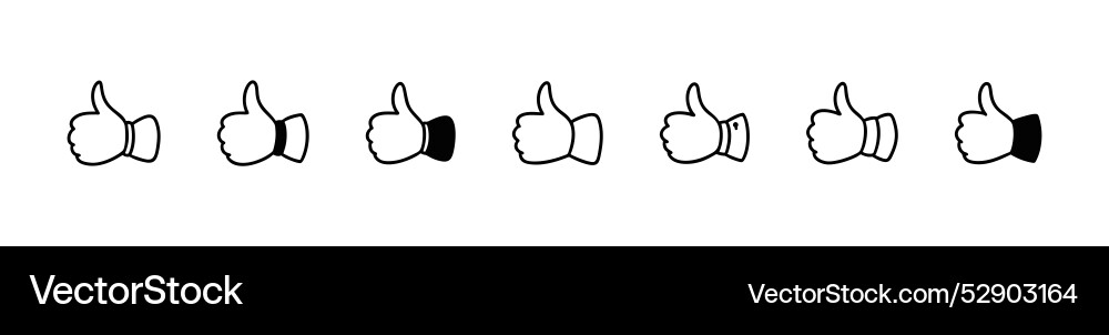 Thumb up cute line doodle icons set good Vector Image