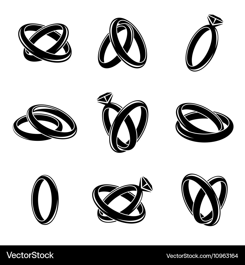 Wedding rings black icons Royalty Free Vector Image