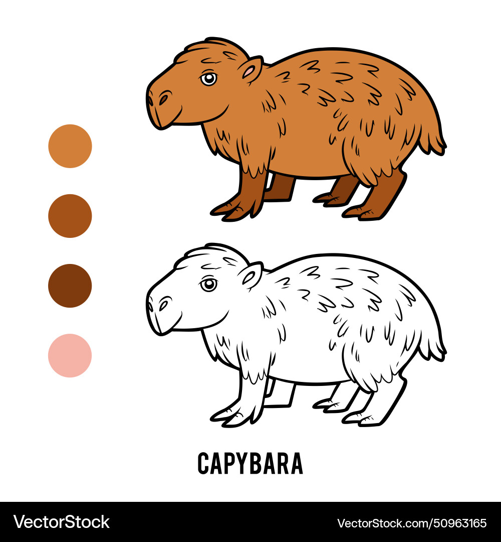 Coloring book for kids capybara Royalty Free Vector Image