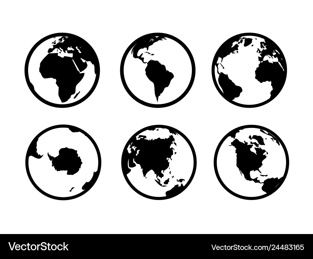 Earth globe icons world circle map geography Vector Image