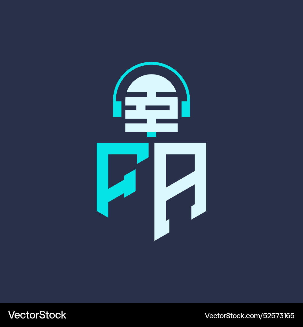 Fa microphone logo design for audio music Vector Image