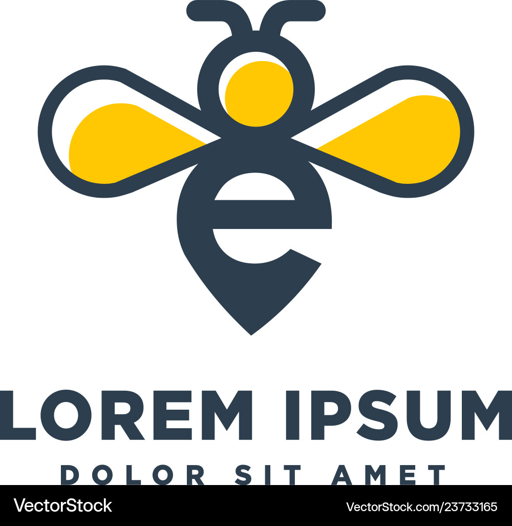 Initial e and bee concept logo template Royalty Free Vector