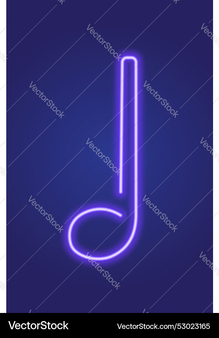 Neon glowing violet music note Royalty Free Vector Image