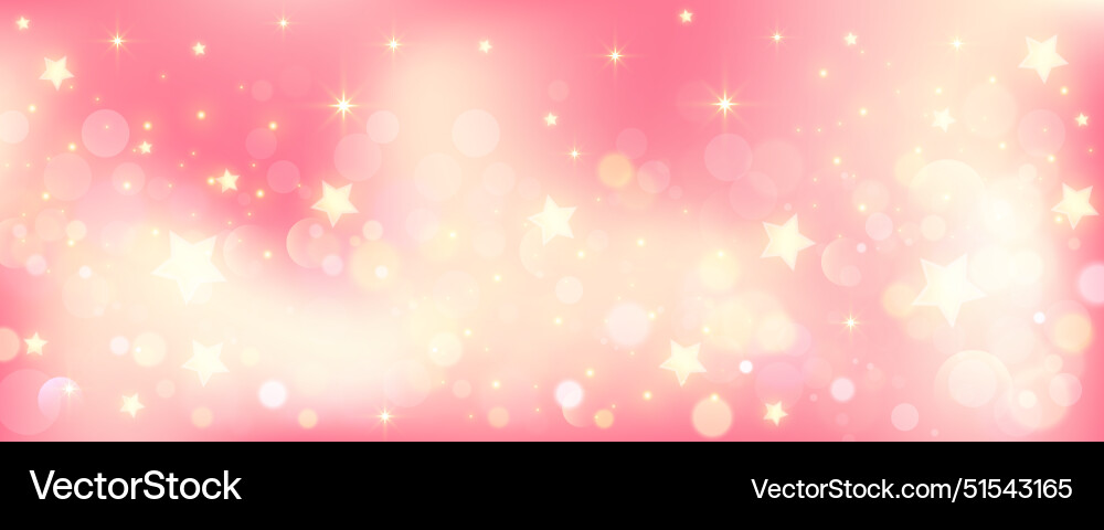 Pink pastel background with glitter and stars Vector Image