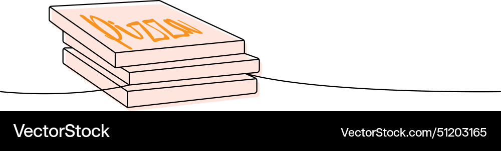 Pizza boxes one line colored continuous drawing Vector Image
