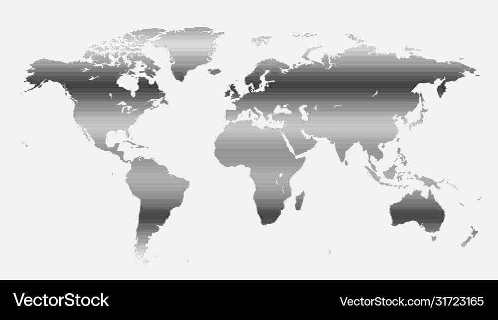 World map horizontal lines Royalty Free Vector Image