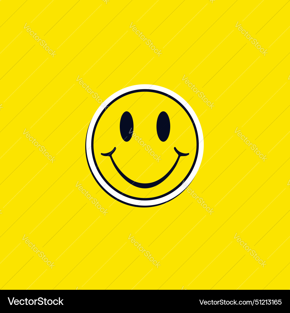 Yellow smile emoji sticker icon Royalty Free Vector Image