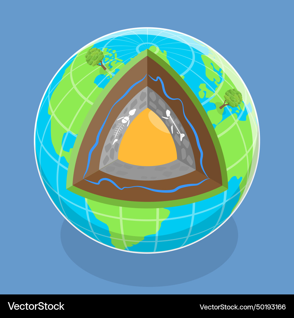 3d isometric flat of earth Royalty Free Vector Image