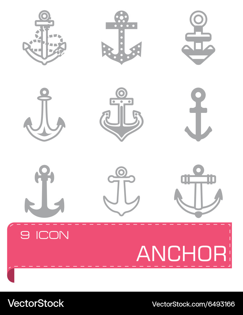 Anchor icon set Royalty Free Vector Image - VectorStock