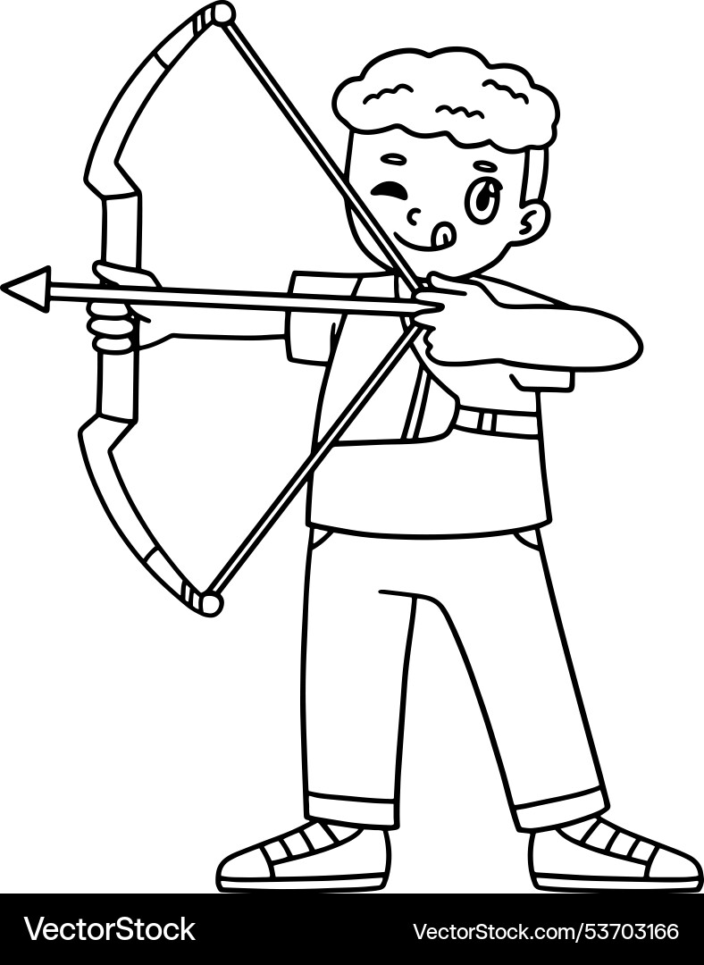 Archery archer raising bow and arrow isolated Vector Image