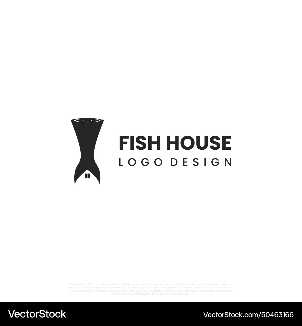 Fish store logo house tail combine Royalty Free Vector Image