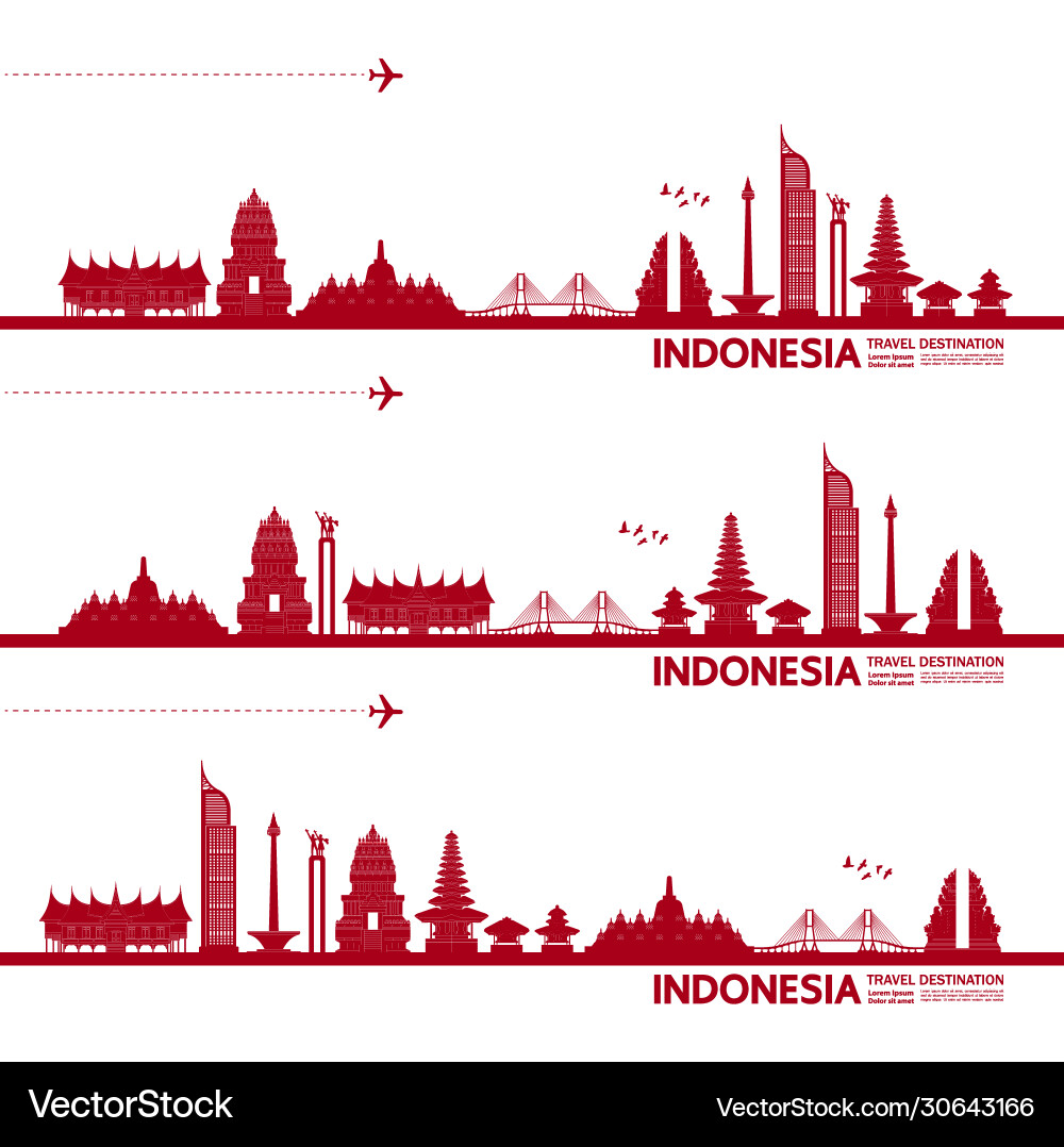 Indonesia travel destination Royalty Free Vector Image