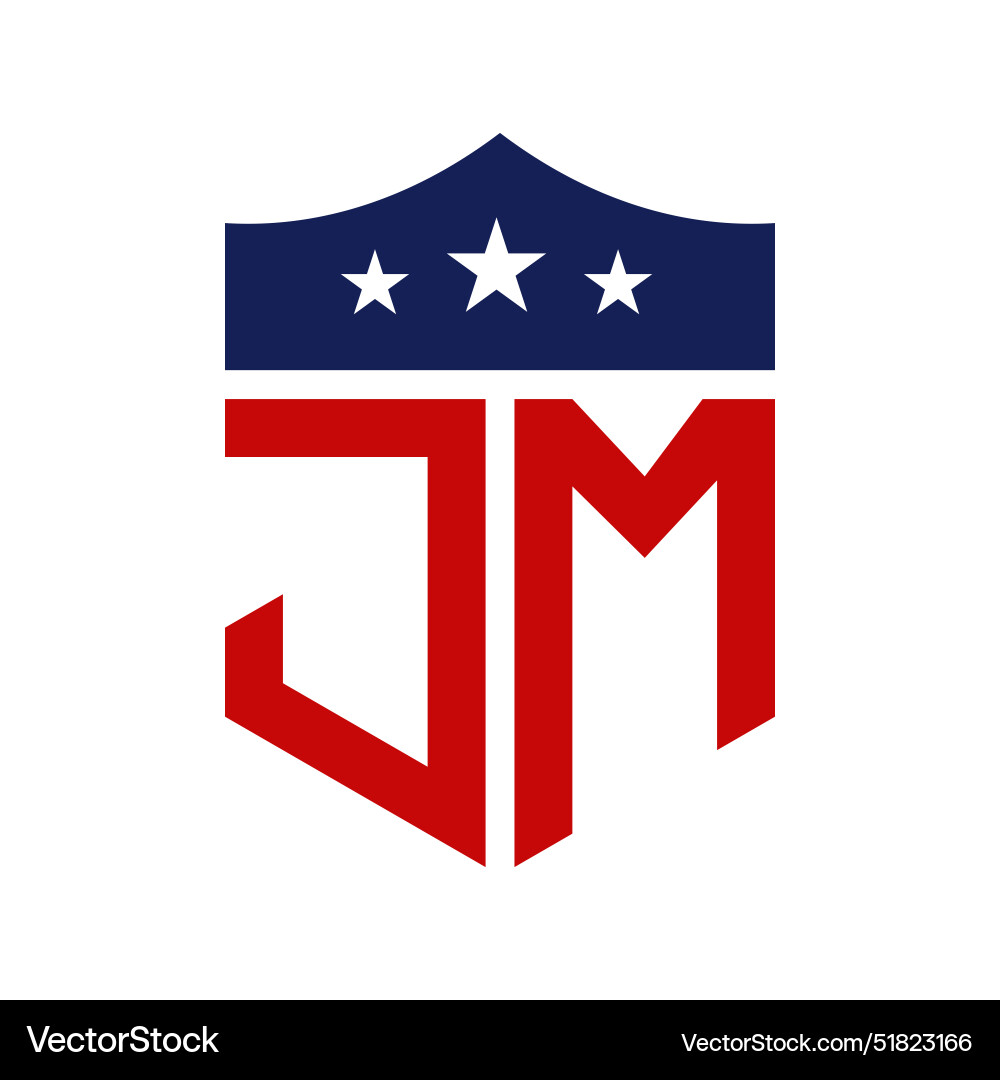 Patriotic jm logo design letter Royalty Free Vector Image