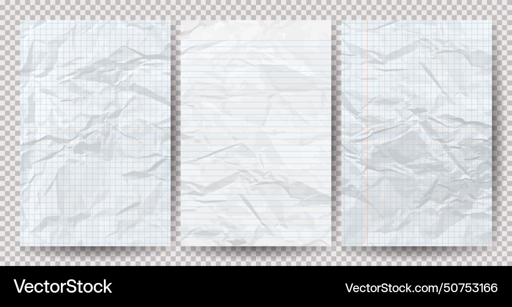 Set of white clean crumpled papers Royalty Free Vector Image