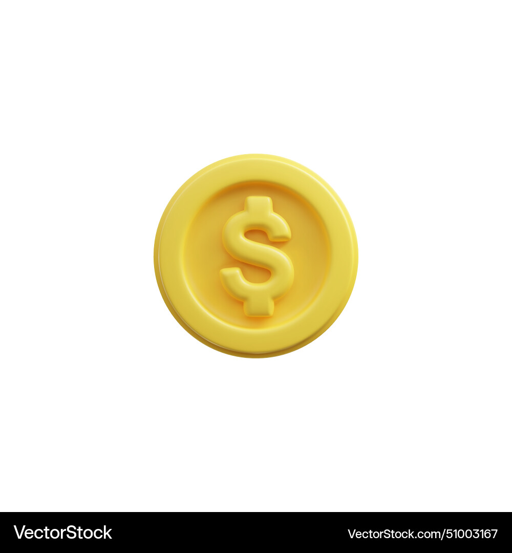 3d dollar coin icon render money cash Royalty Free Vector