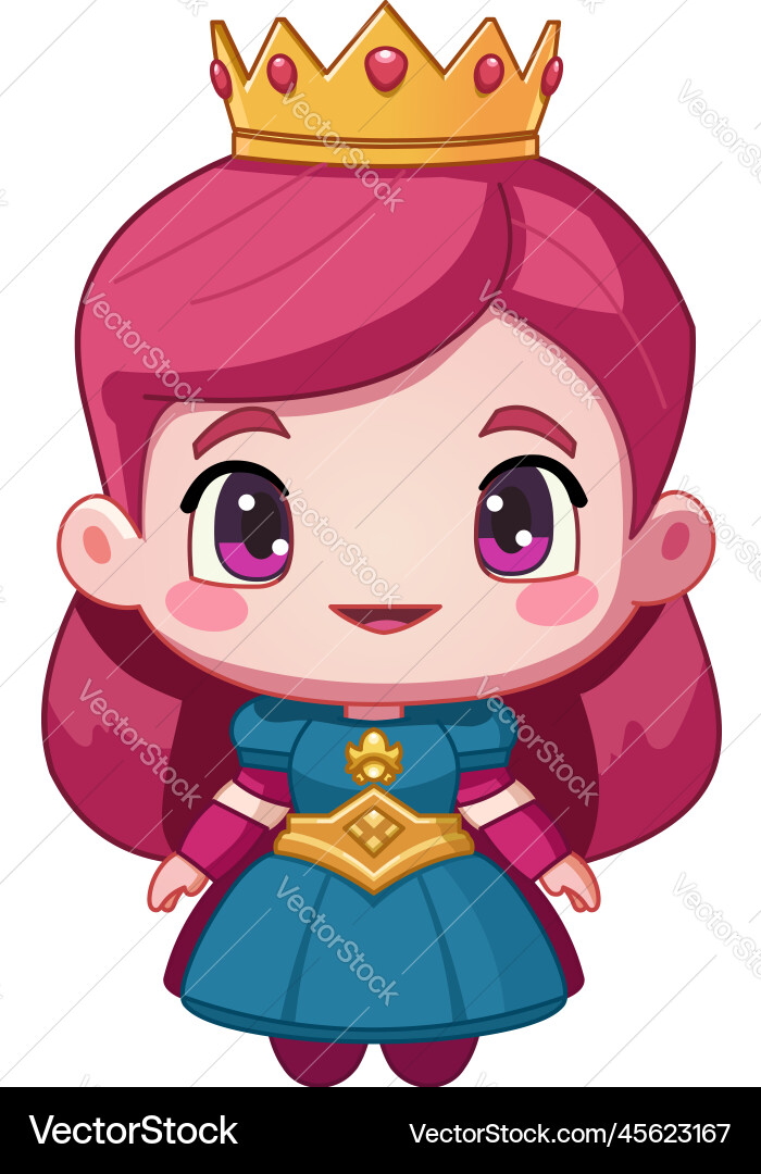 Adorable Princess Girl Royalty Free Vector Image