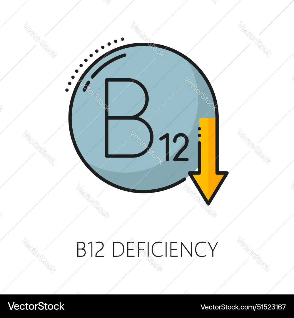 Anemia b12 deficiency symptom color line icon Vector Image