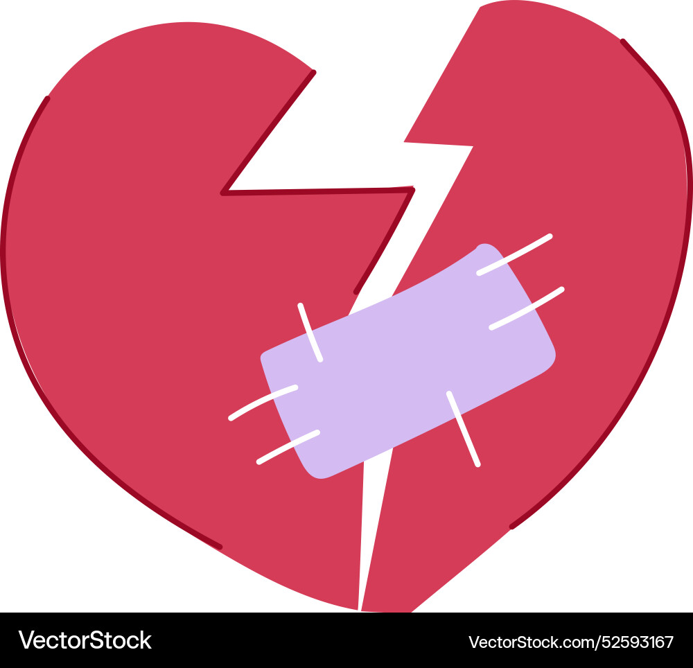 Break heart broken cartoon Royalty Free Vector Image