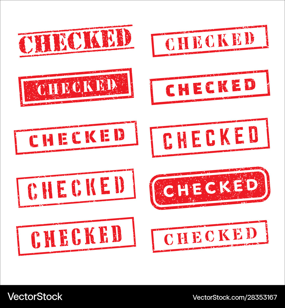 Checked red rubber stamp over a white background Vector Image