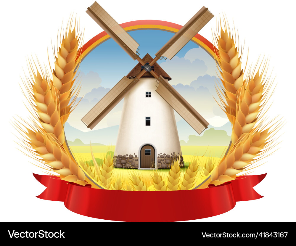 Grain Mill Emblem Royalty Free Vector Image - VectorStock
