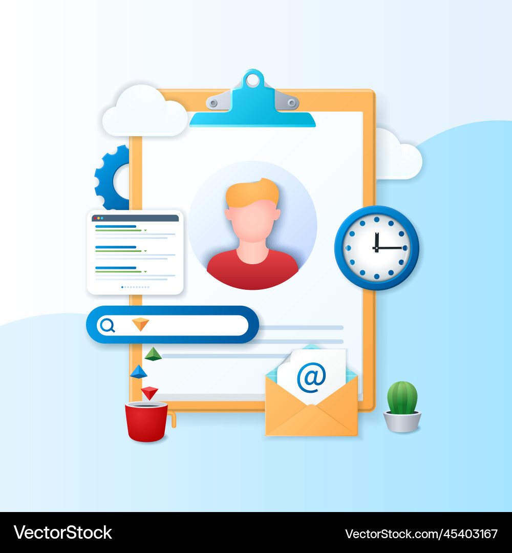 Job search in 3d style Royalty Free Vector Image