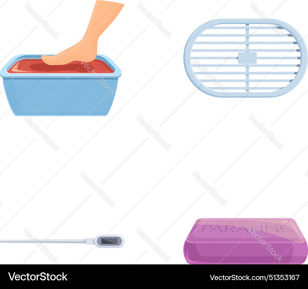 Paraffin therapy icons set cartoon Royalty Free Vector Image