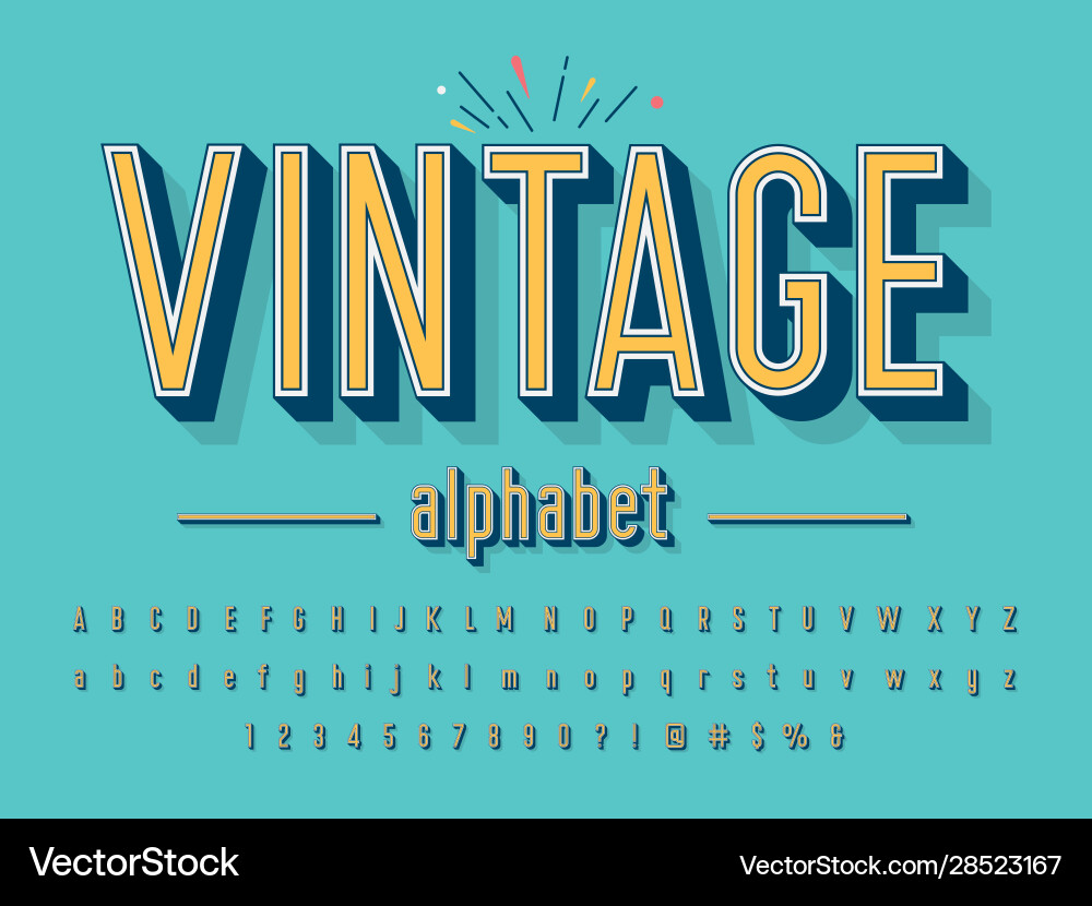 Retro font Royalty Free Vector Image - VectorStock