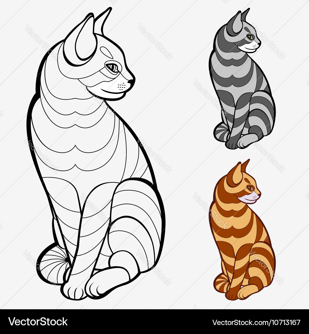 Striped cat Royalty Free Vector Image - VectorStock