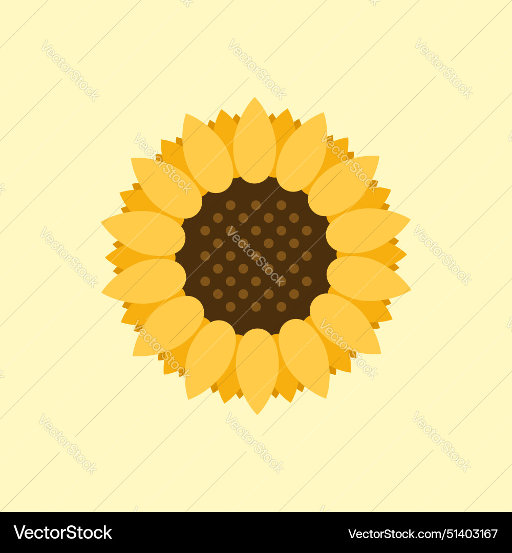 Sunflower icon in flat style flora on isolated Vector Image