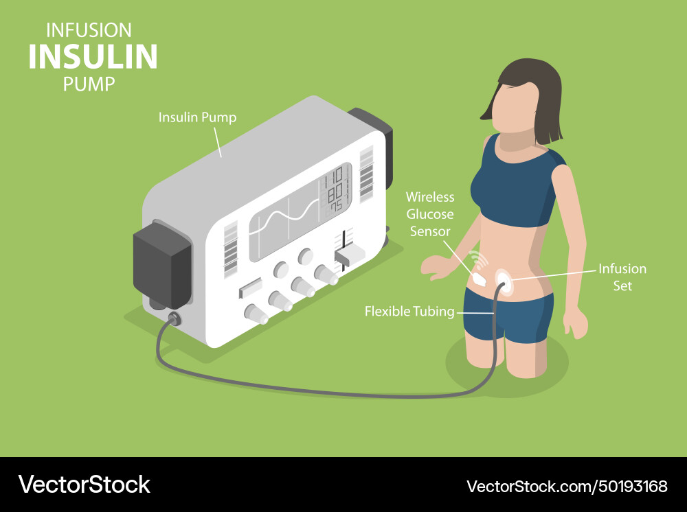 3d isometric flat of insulin Royalty Free Vector Image