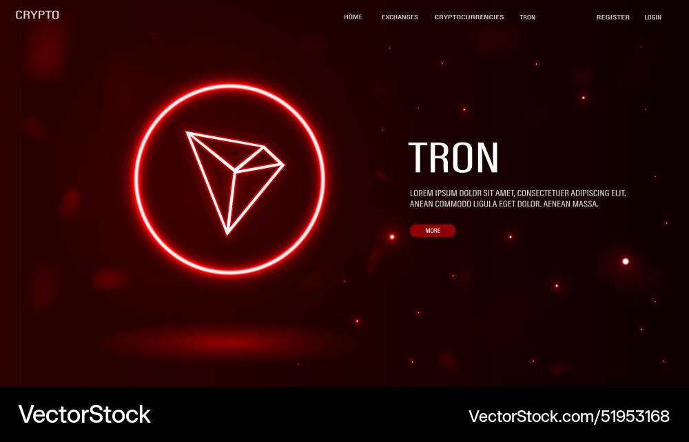 A web banner with bright neon tron trx logo Vector Image