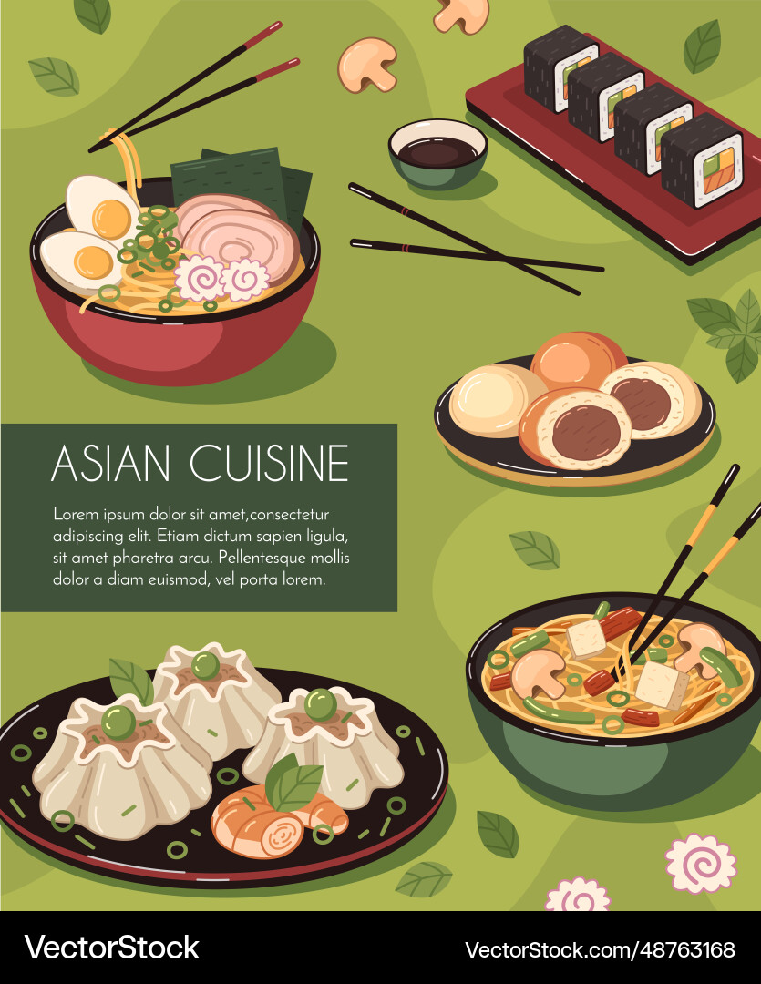 Asian food cartoon Royalty Free Vector Image - VectorStock