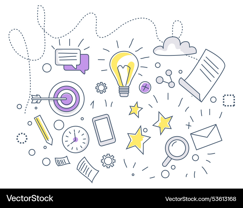 Creative concept with ideas targets Royalty Free Vector