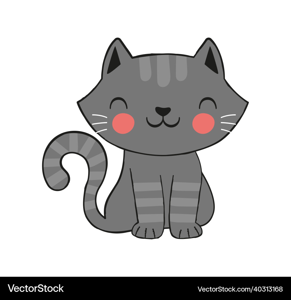 Cute grey cat Royalty Free Vector Image - VectorStock