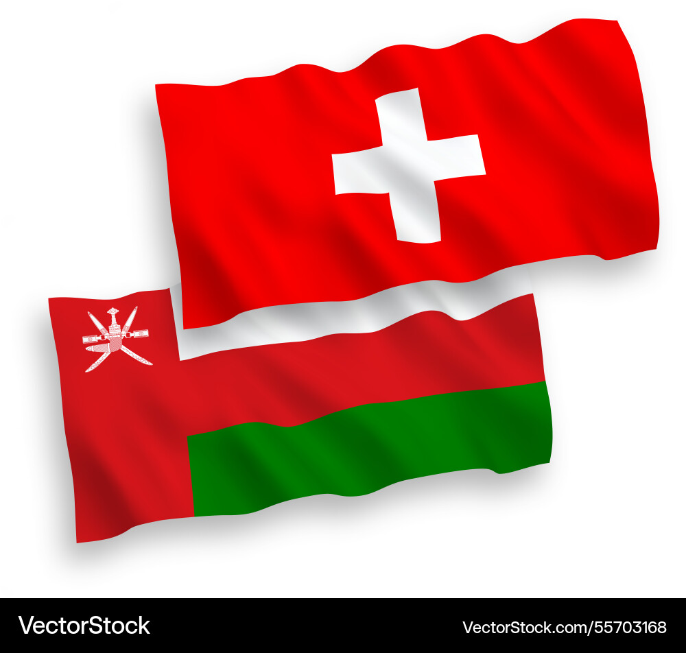 Flags of sultanate oman and switzerland Royalty Free Vector