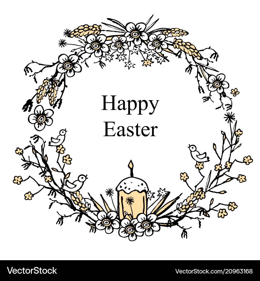 Floral Easter Greeting Card – Royalty-Free Vector | VectorStock