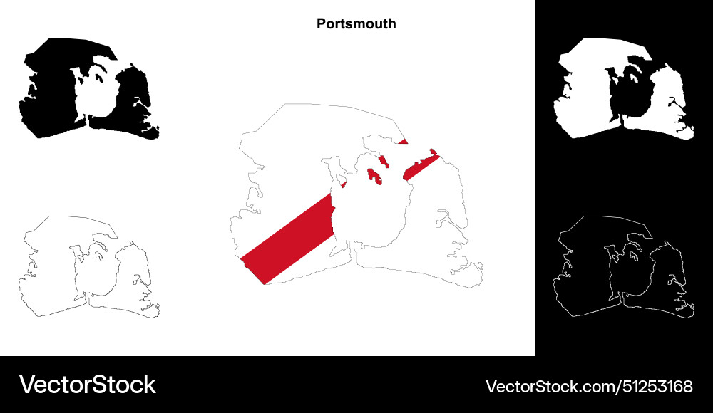 Portsmouth outline map Royalty Free Vector Image