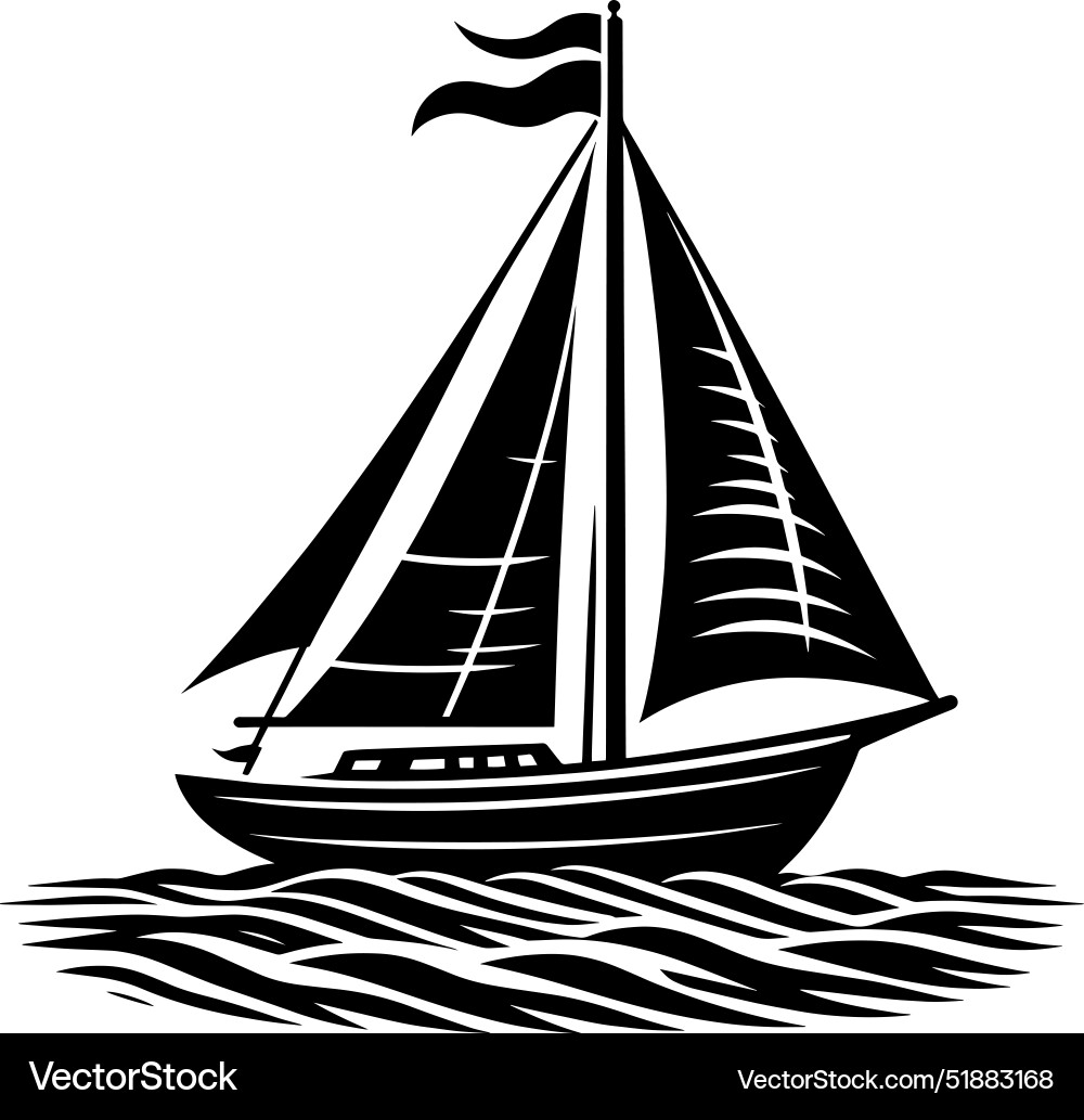 Sailboat silhouette isolated on a white background