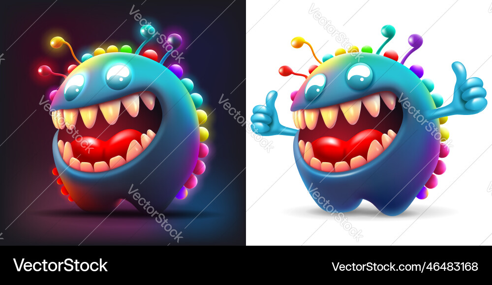Smiling toothy monster character Royalty Free Vector Image