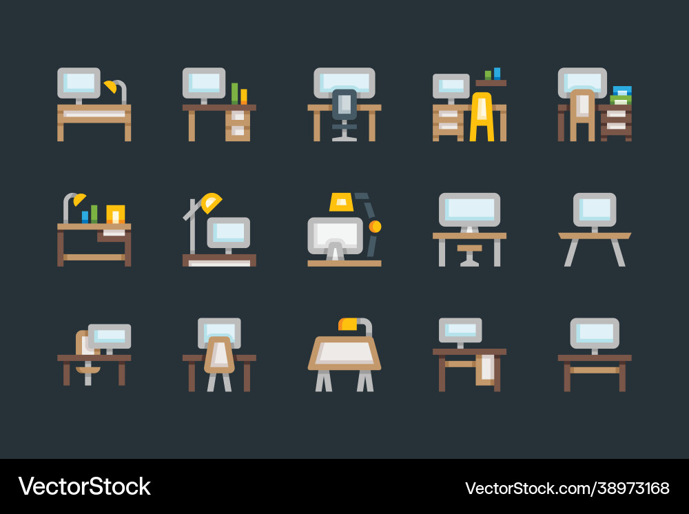 Workplace icons Royalty Free Vector Image - VectorStock