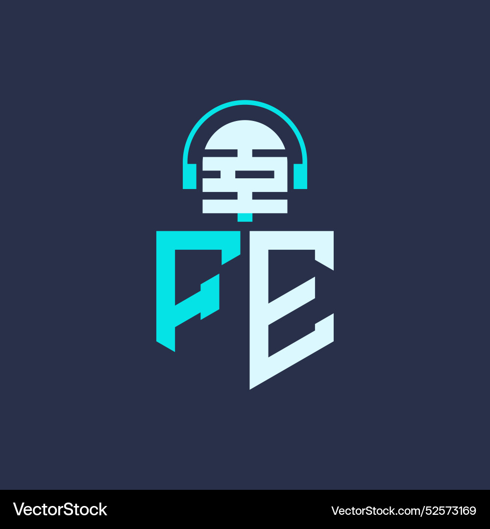 Fe microphone logo design for audio music Vector Image