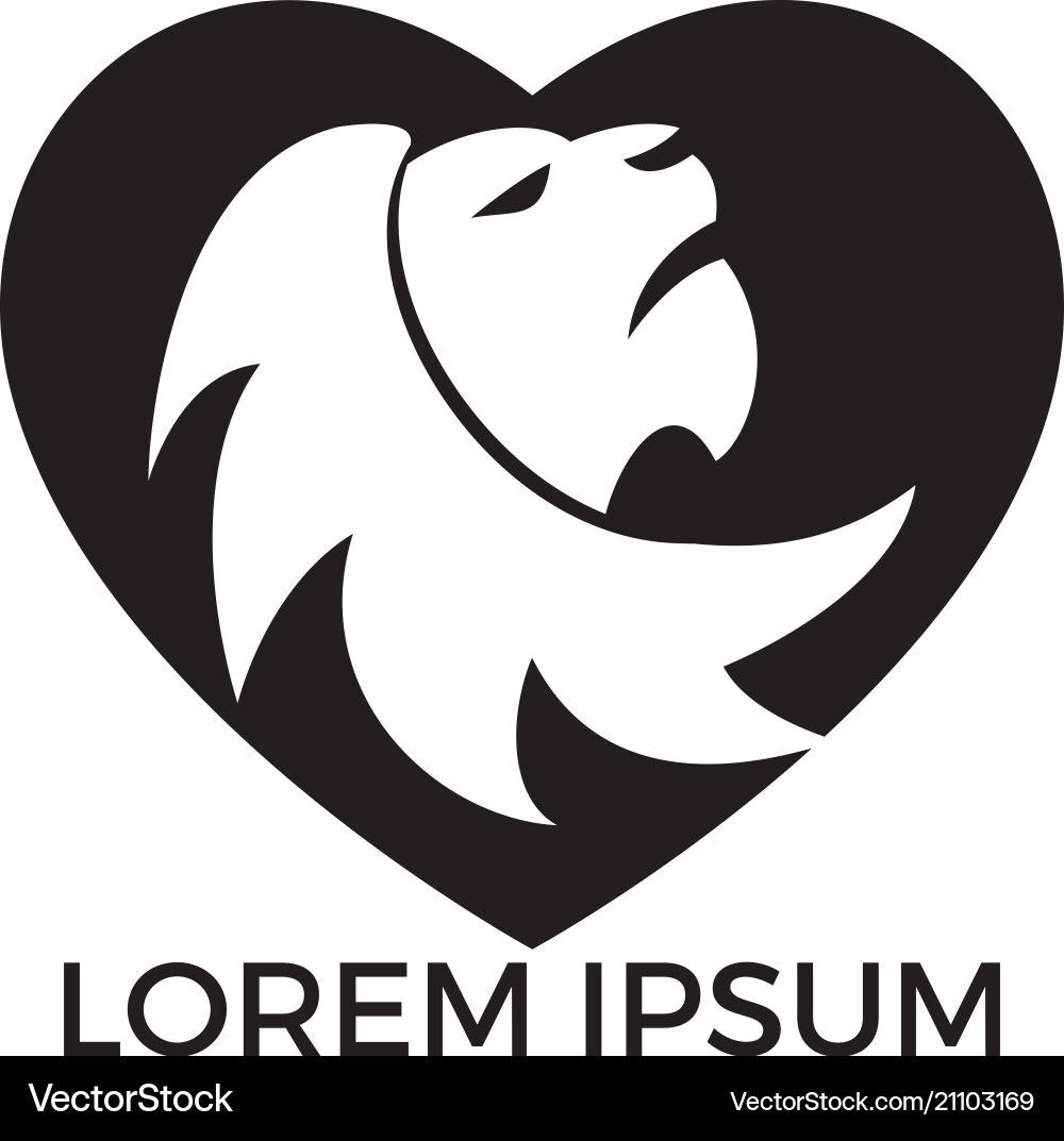 Lion heart shape logo Royalty Free Vector Image