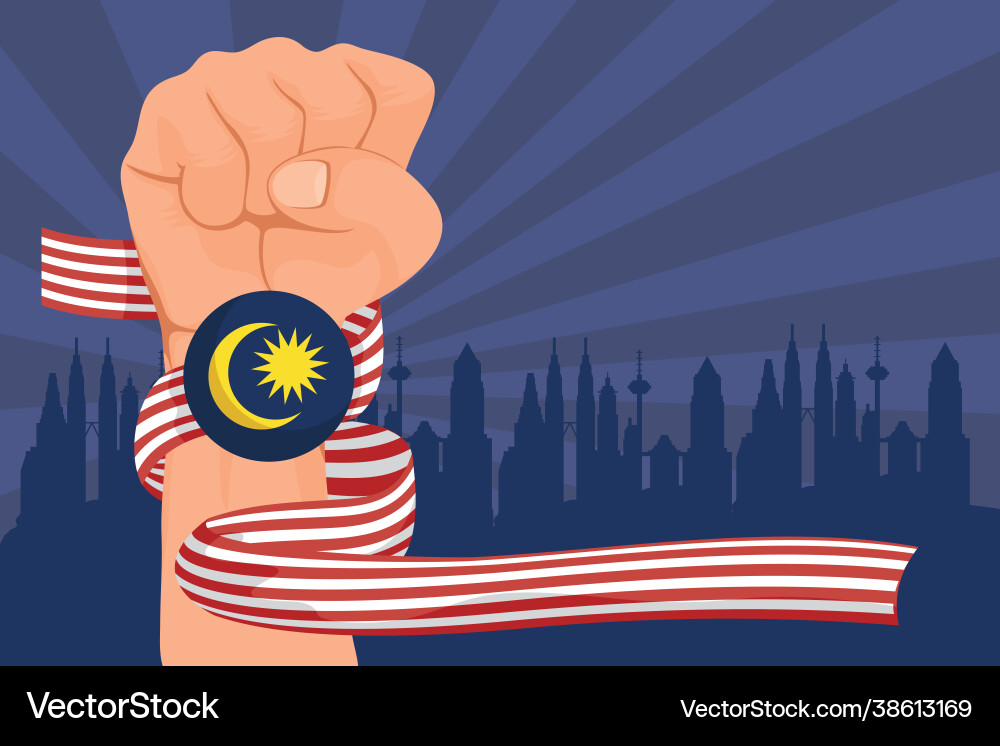 Merdeka celebration flag Royalty Free Vector Image