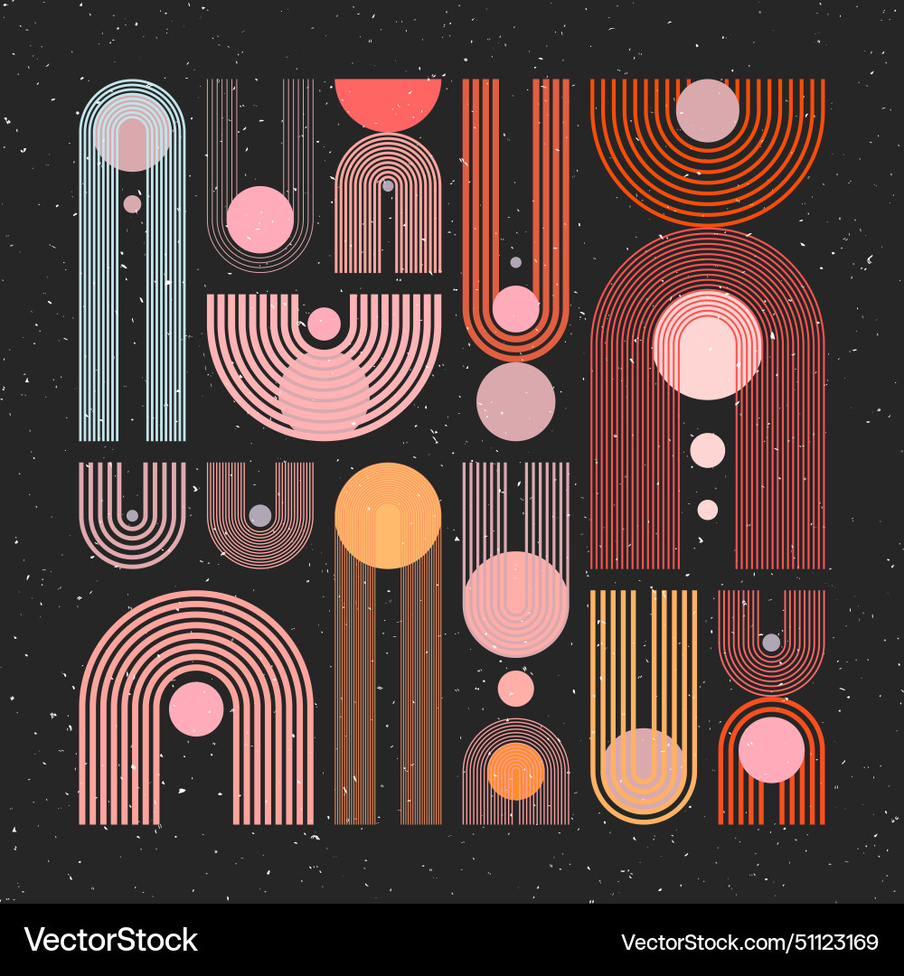 Mid century arch circle elements modern Royalty Free Vector