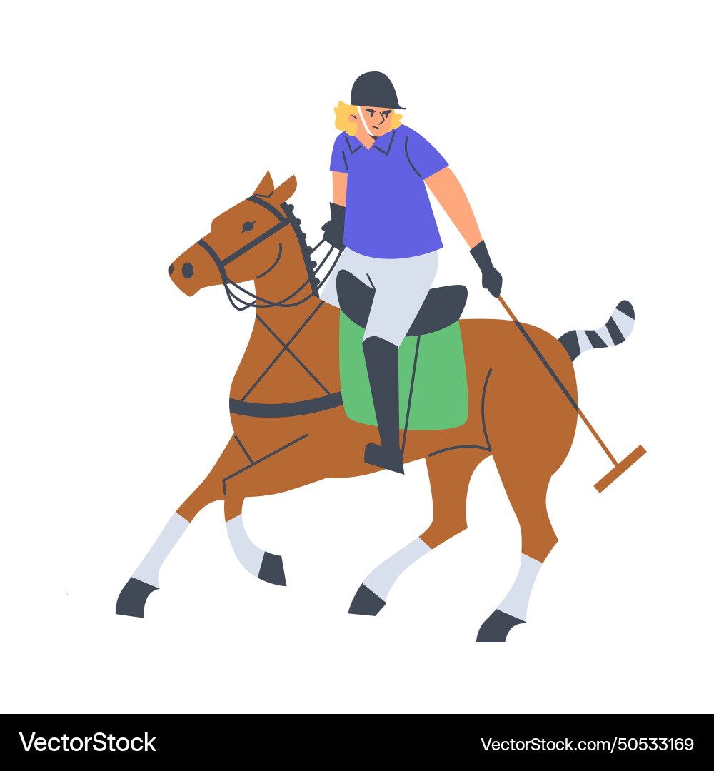 Polo player poised for the game Royalty Free Vector Image