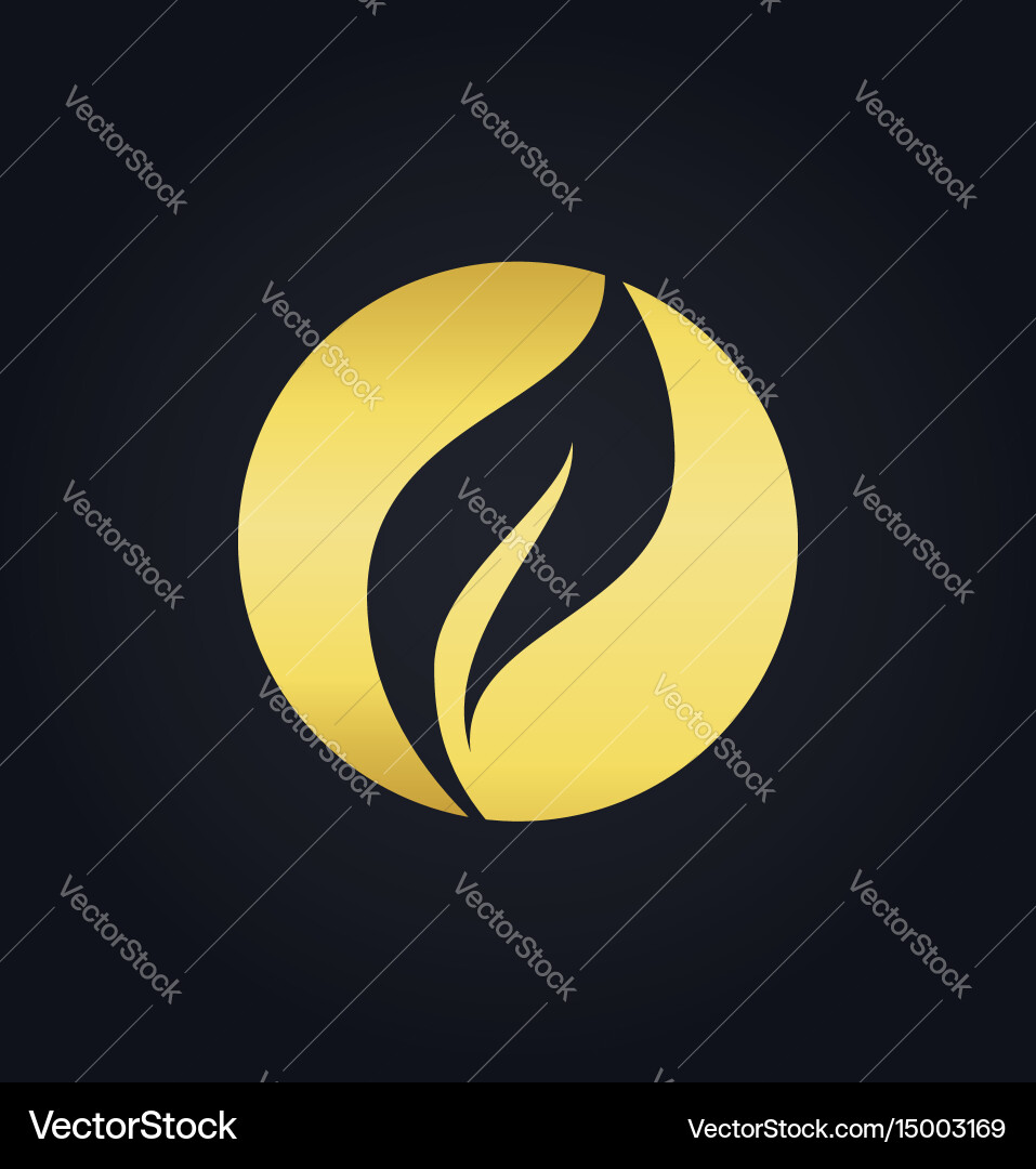 Round organic leaf bio gold logo Royalty Free Vector Image