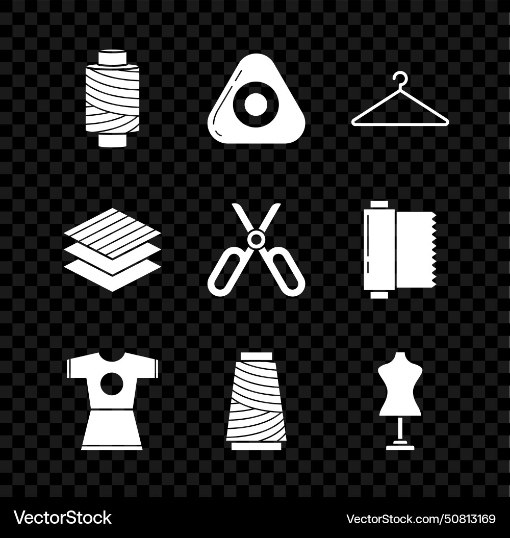 Set sewing thread on spool chalk hanger wardrobe Vector Image